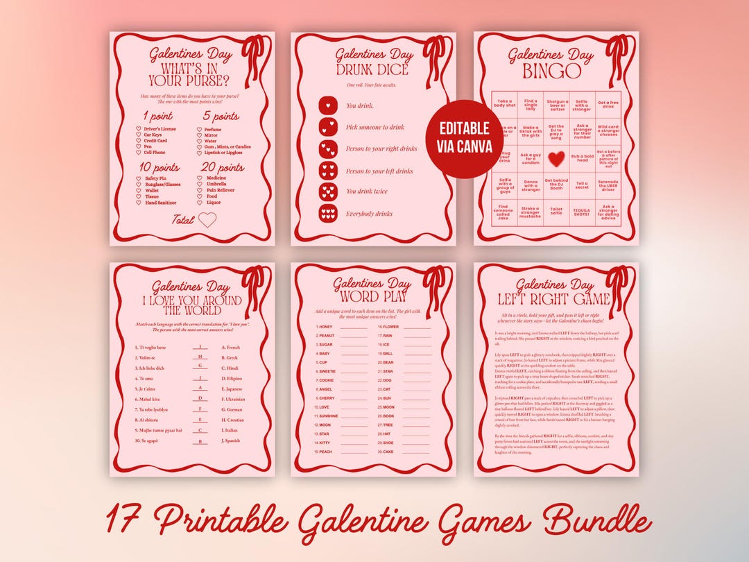 Galentines Games Party Bundle Galentines Paper Games Valentines Party ...