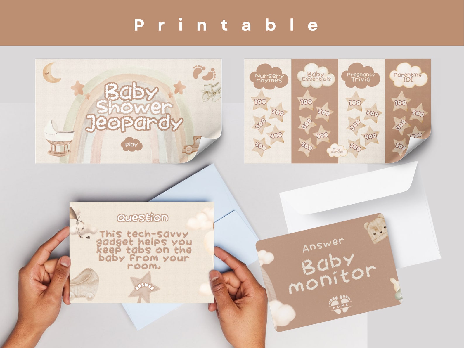Baby Shower Jeopardy Game Neutral Baby Shower Jeopardy Game Idea Canva ...
