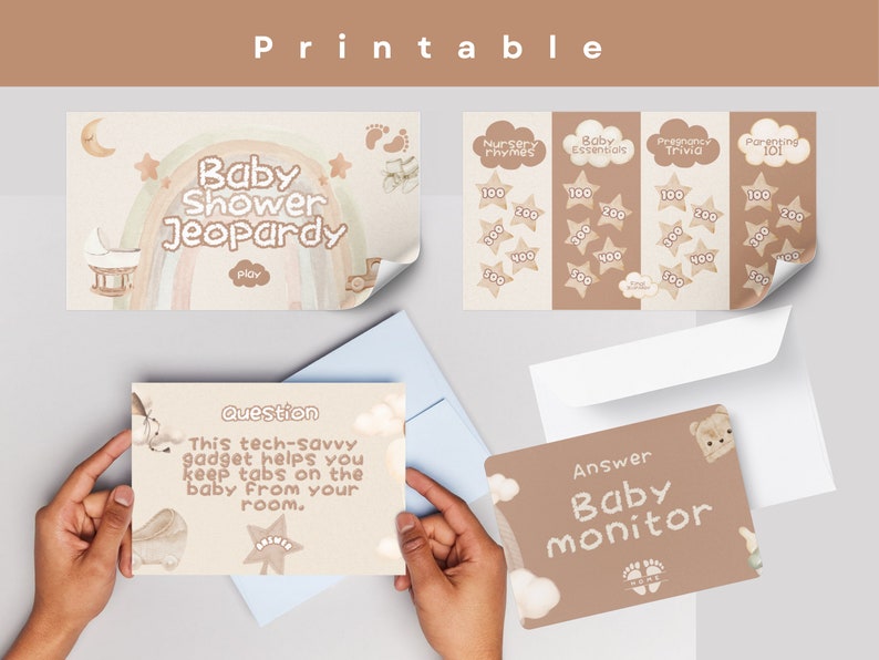 Baby Shower Jeopardy Game Neutral Baby Shower Jeopardy Game Idea Canva ...