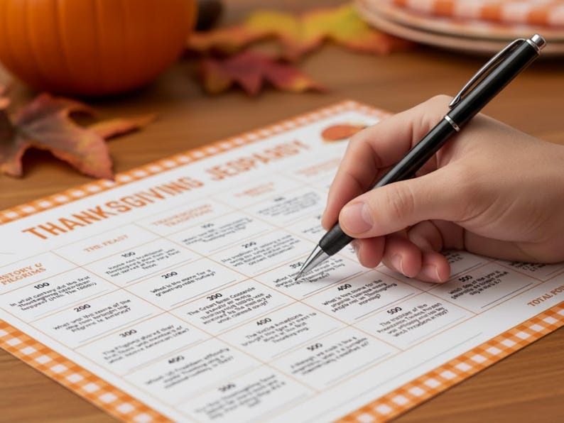 Thanksgiving Jeopardy Game Thanksgiving Trivia Thanksgiving Quiz ...