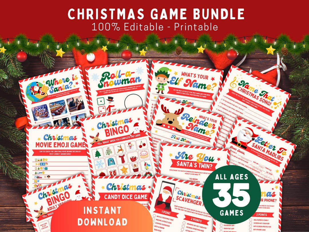 Printable Christmas Game Bundle, Adult Christmas Party Games Printable ...
