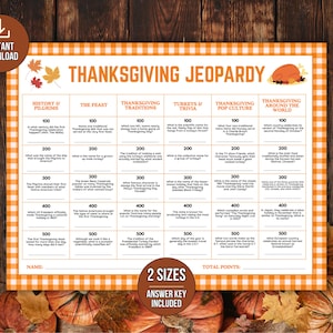 Thanksgiving Jeopardy Game Thanksgiving Trivia Thanksgiving Quiz ...