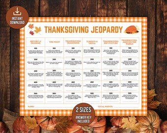 Thanksgiving Jeopardy Board Game Fall Trivia Jeopardy Game Office ...