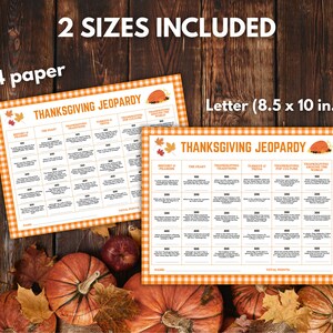 Thanksgiving Jeopardy Game Thanksgiving Trivia Thanksgiving Quiz ...