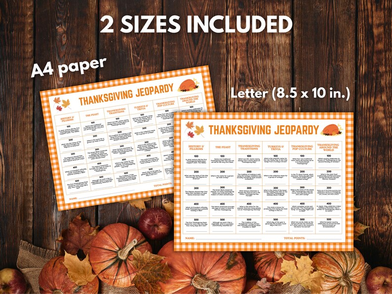 Thanksgiving Jeopardy Game Thanksgiving Trivia Thanksgiving Quiz ...