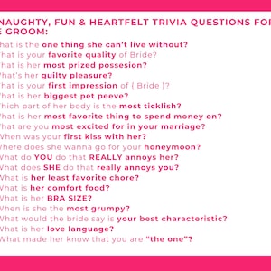 What Did the Groom Say Game Groom Trivia Bridal Shower Game Groom ...