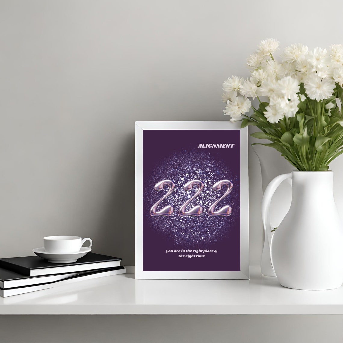 222 ALIGNMENT Angel Numbers Purple Aura Wall Art Room Decor Aesthetic ...