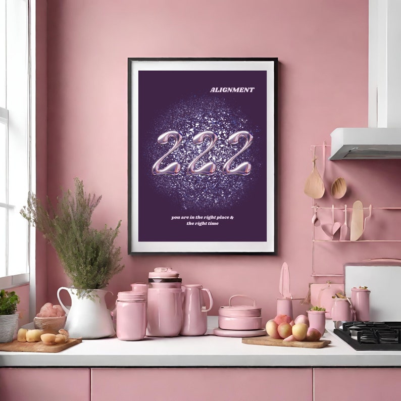 222 ALIGNMENT Angel Numbers Purple Aura Wall Art Room Decor Aesthetic ...