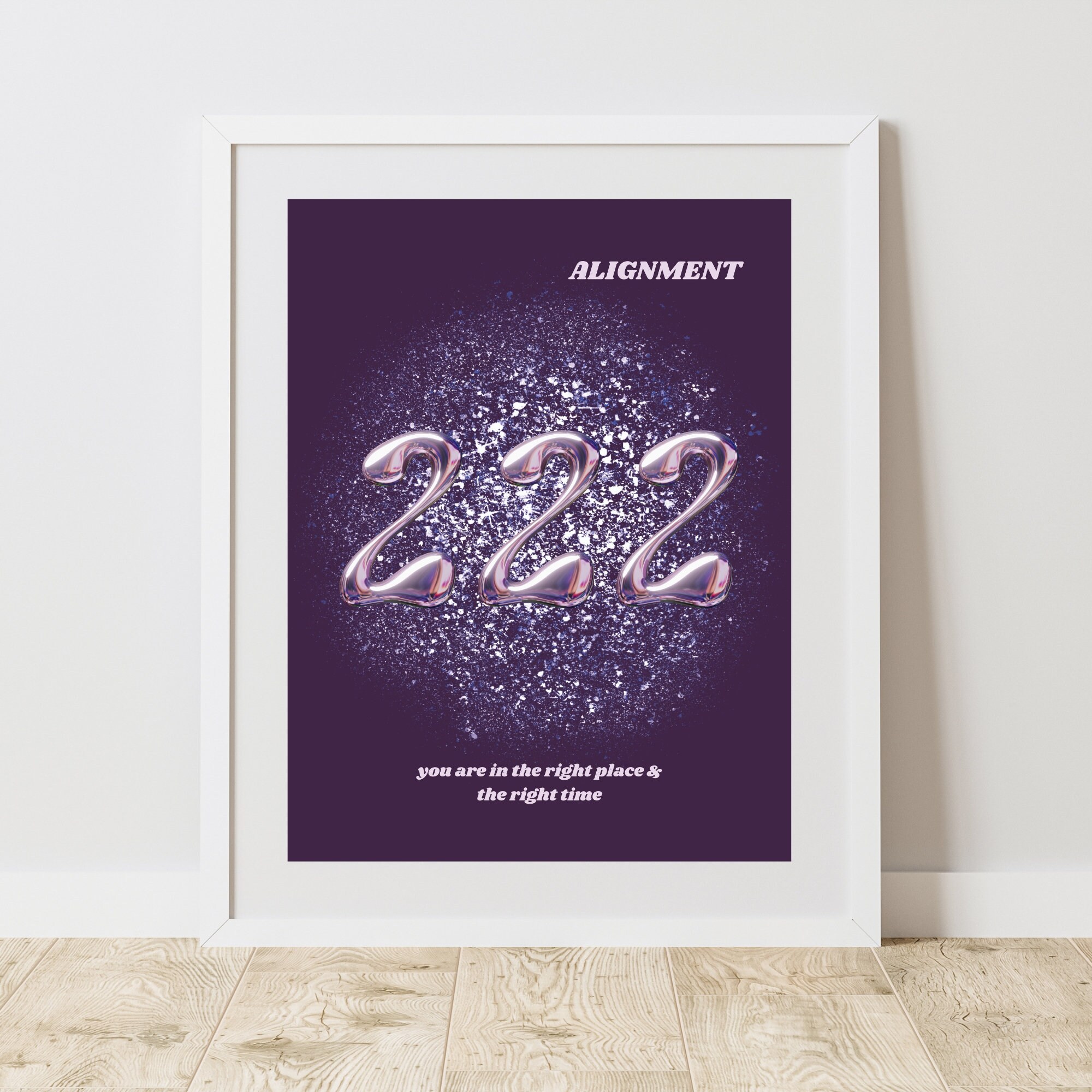 222 ALIGNMENT Angel Numbers Purple Aura Wall Art Room Decor Aesthetic ...
