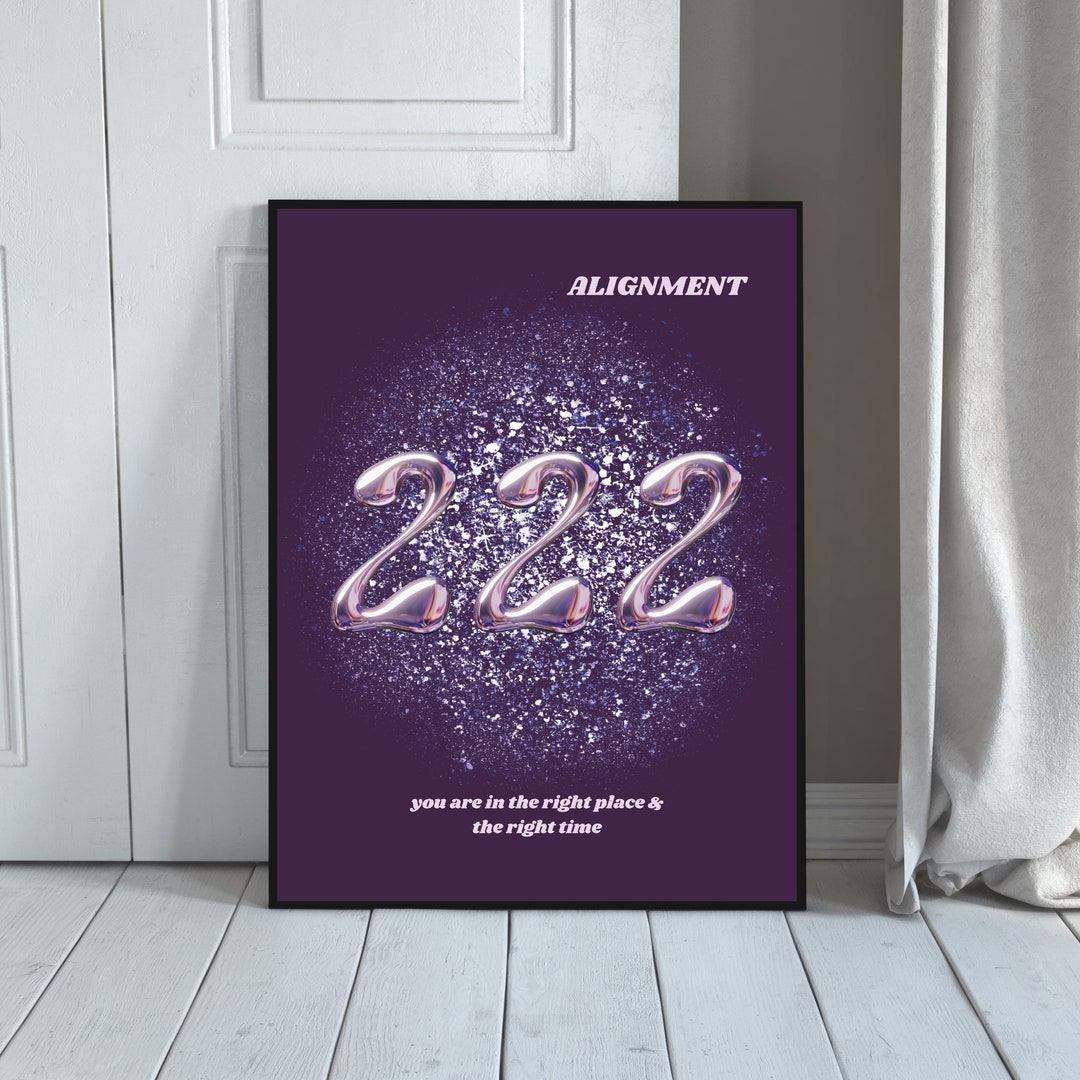 222 ALIGNMENT Angel Numbers Purple Aura Wall Art Room Decor Aesthetic ...