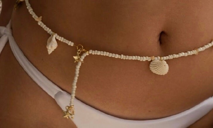 Shelly Belly Chain | Belly Chain | Body Jewelry | Gold Jewelry | Shells | Pearl Belly Chain ...
