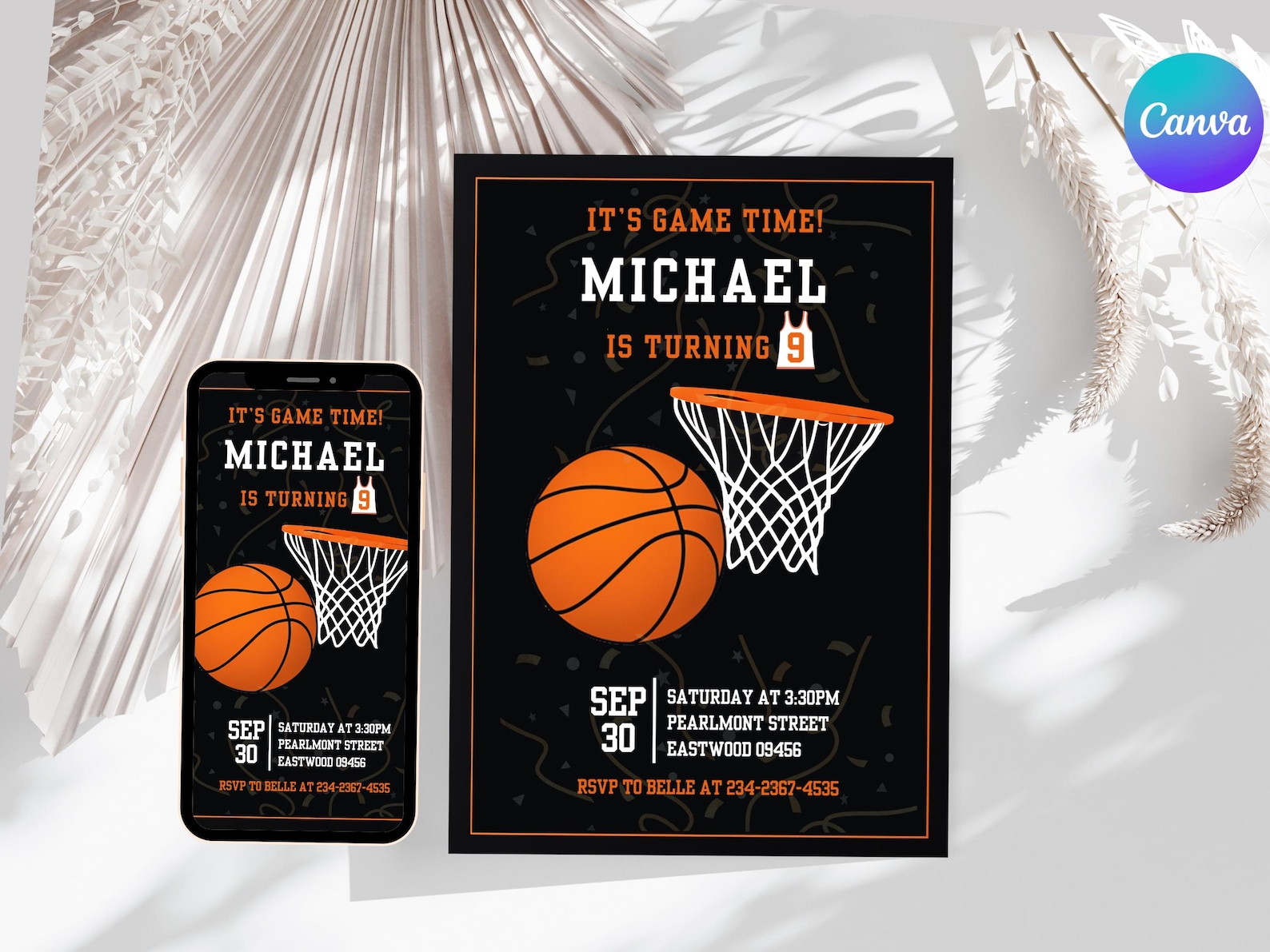 Editable Basketball Birthday Invitation Basketball Invites Sports ...