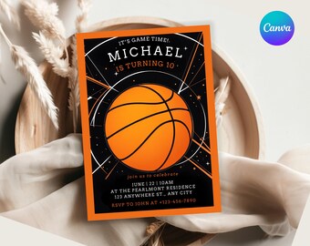 Editable Basketball Invitation Template, Basketball Birthday Invitation ...