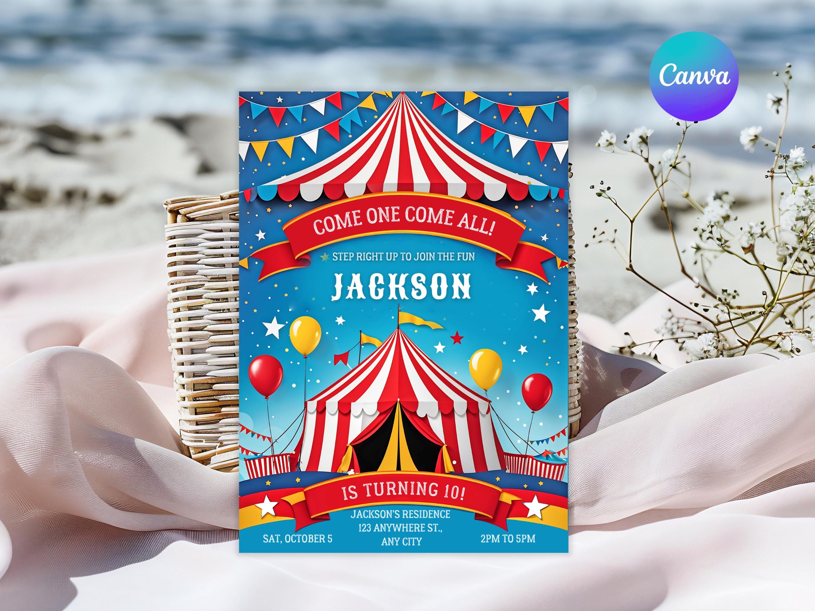 Carnival Birthday Invitation Circus Birthday Invitation Come One Come ...