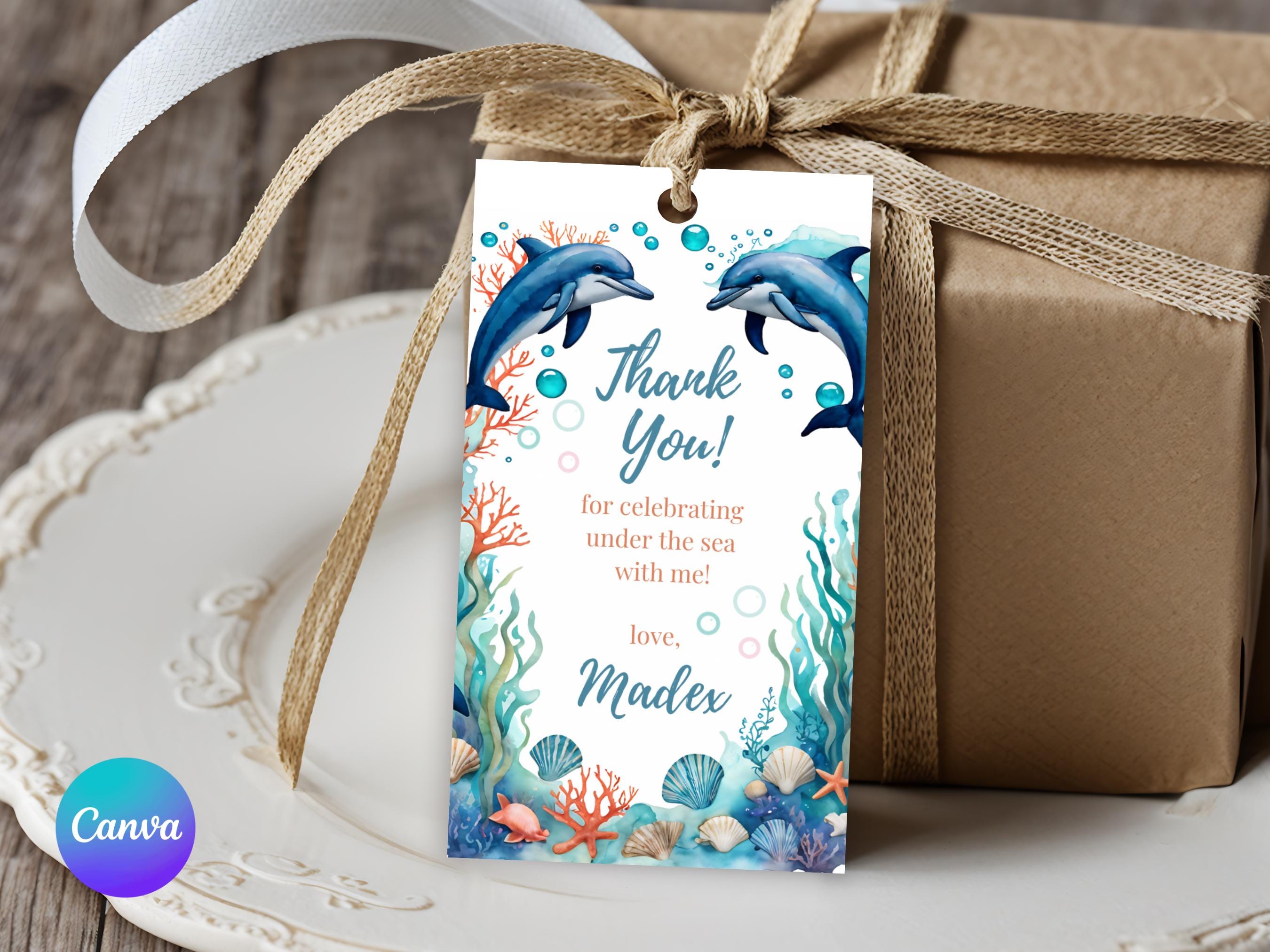 Under the Sea Thank You Tag Under the Sea Party Favor Tag Blue Birthday ...