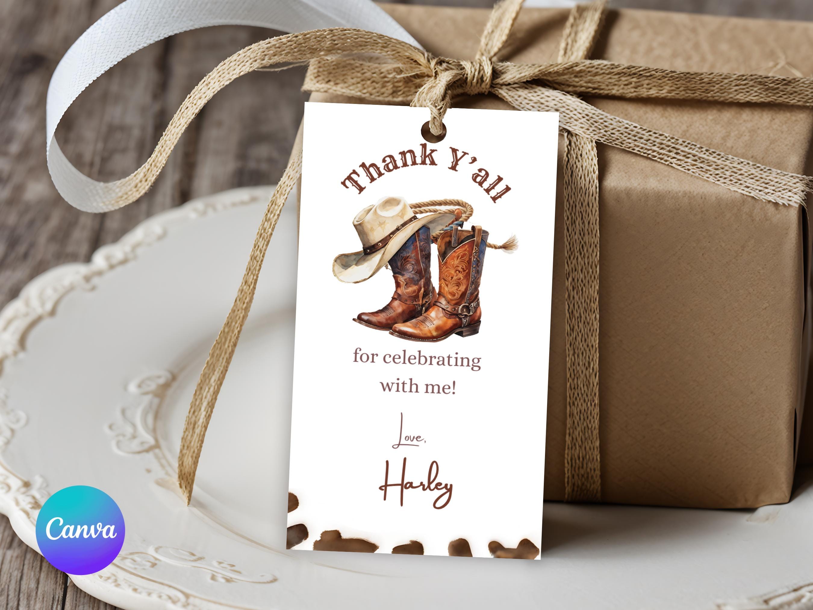 Cowboy Thank You Tag Cowboy Favor Tag Cowboy Sticker Disco Rodeo Boy ...
