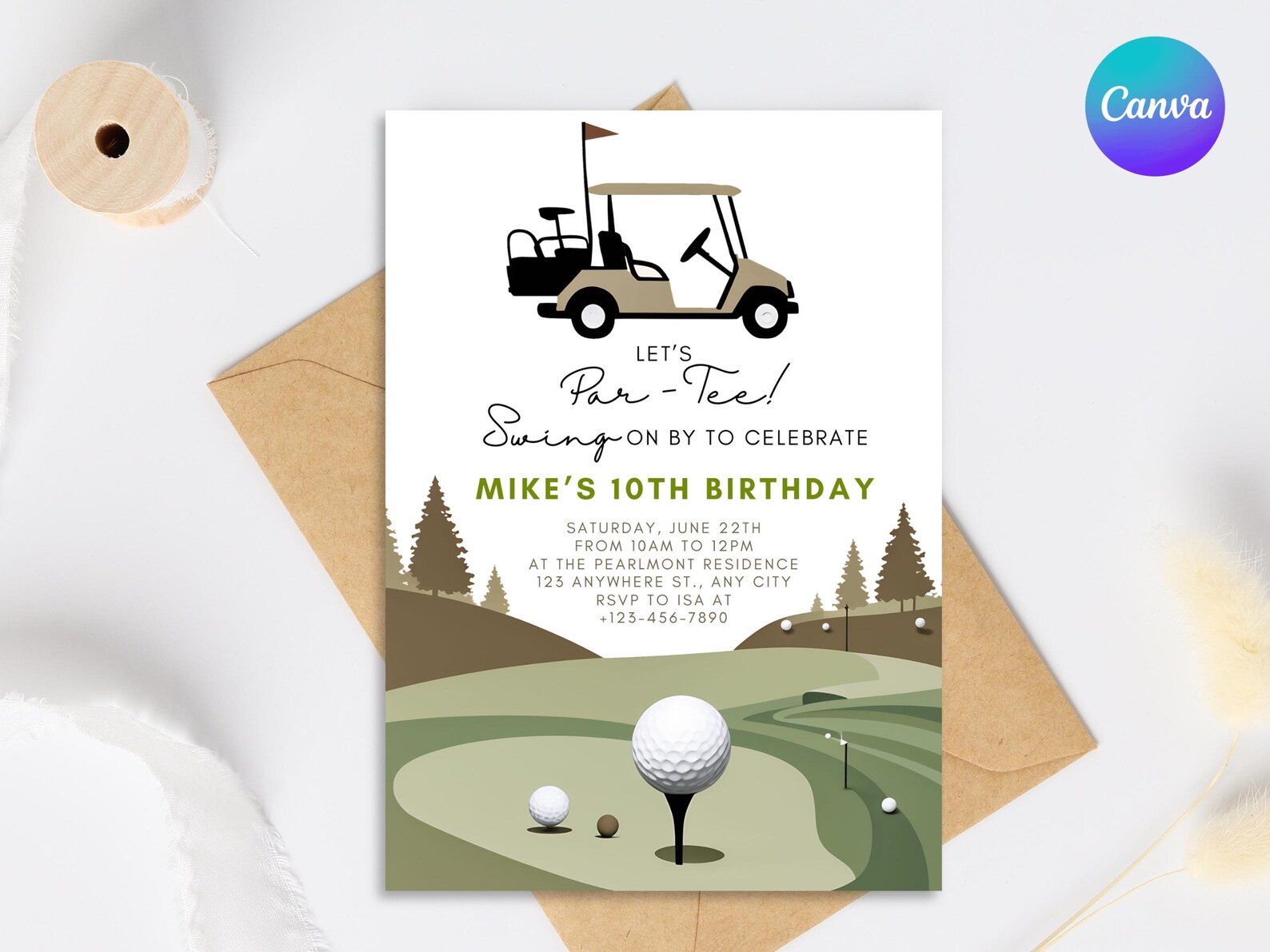 Editable Golf Birthday Invitation Let's Par Tee Golf Birthday Invite ...