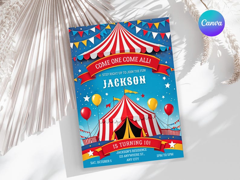 Carnival Birthday Invitation Circus Birthday Invitation Come One Come ...
