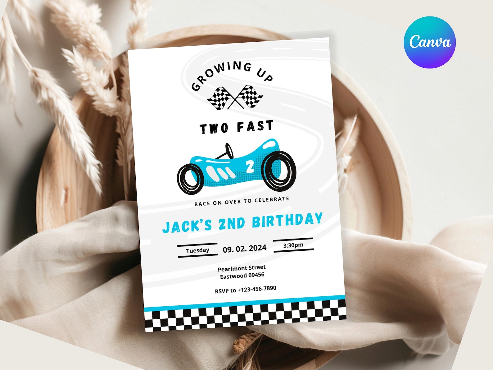 Growing up Two Fast Second Birthday Invite Editable Two Fast Birthday ...