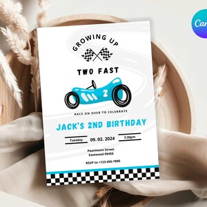 Growing up Two Fast Second Birthday Invite Editable Two Fast Birthday ...