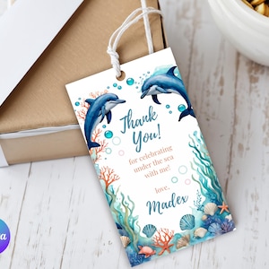 Under the Sea Thank You Tag Under the Sea Party Favor Tag Blue Birthday ...
