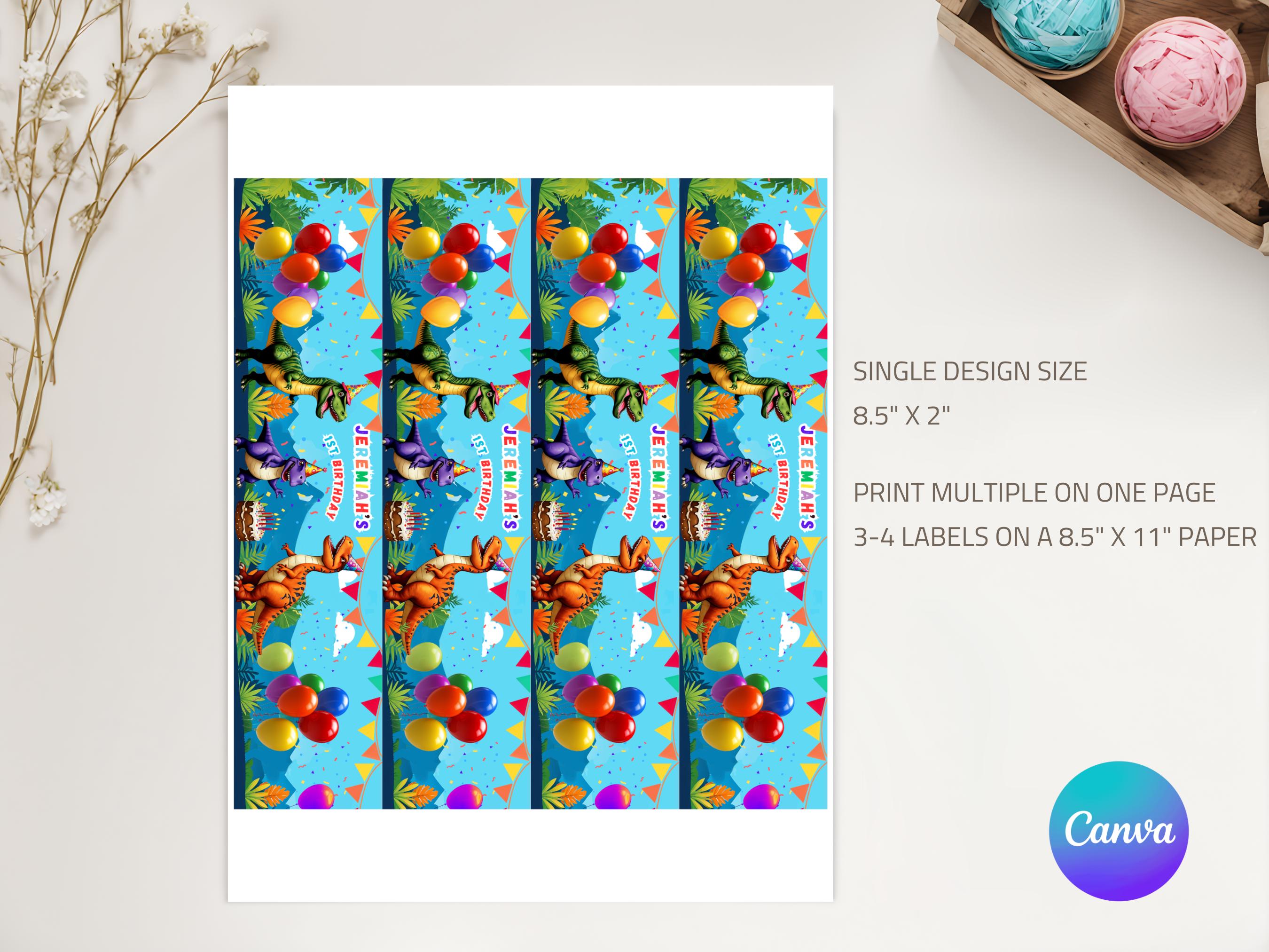 Editable Dinosaur Water Bottle Label Dinosaur Label Dinosaur Water ...