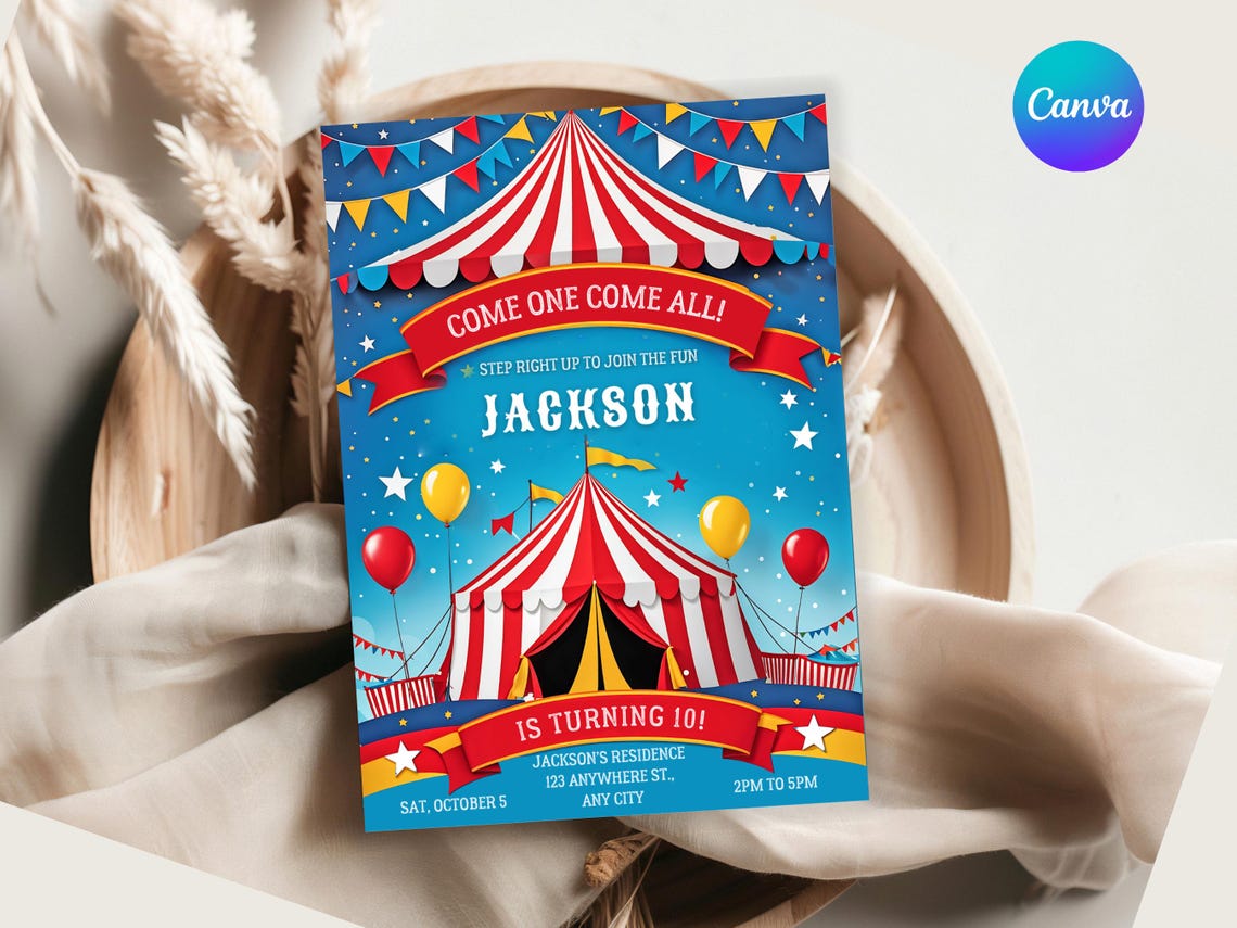 Carnival Birthday Invitation Circus Birthday Invitation Come One Come ...