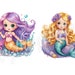 Mermaid PNG Mermaid Clipart Bundle Watercolor Cute Whimsical Underwater ...