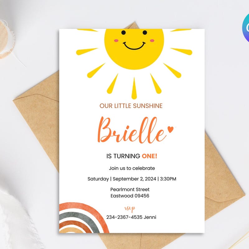 Sunshine Invitation - Etsy