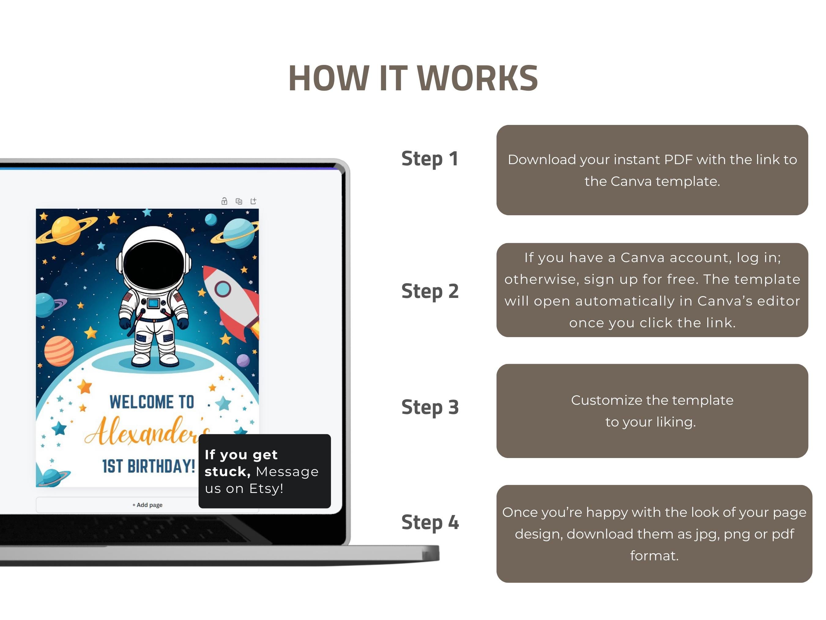 Outer Space Astronaut Birthday Welcome Sign Template Outer Space ...