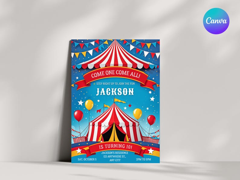 Carnival Birthday Invitation Circus Birthday Invitation Come One Come ...