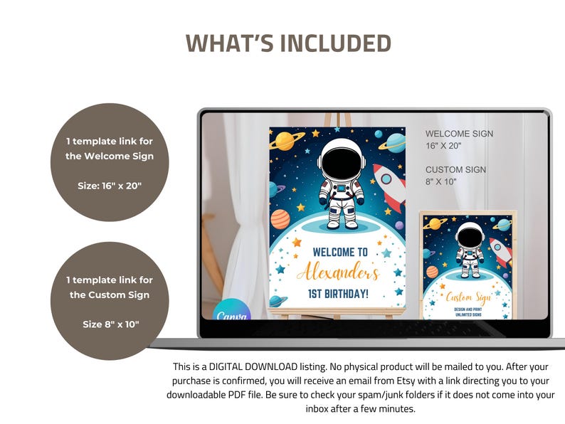 Outer Space Astronaut Birthday Welcome Sign Template Outer Space ...