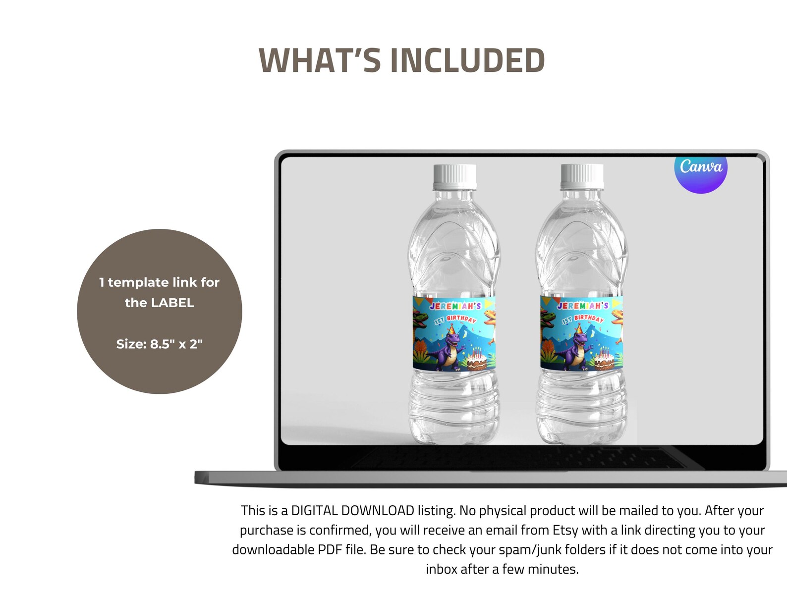 Editable Dinosaur Water Bottle Label Dinosaur Label Dinosaur Water ...