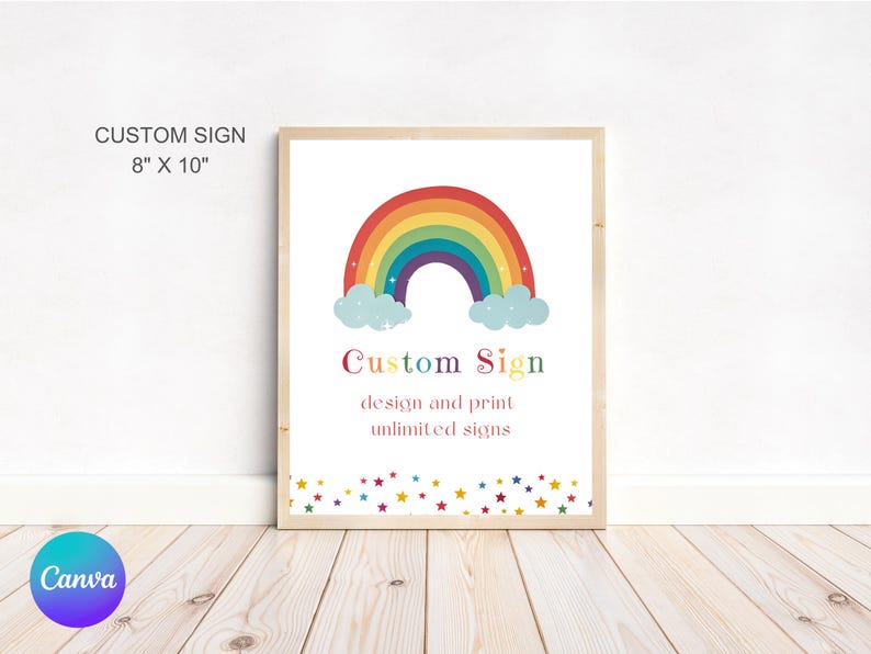 Editable Rainbow Welcome Sign Template Colorful Rainbow Party Birthday ...
