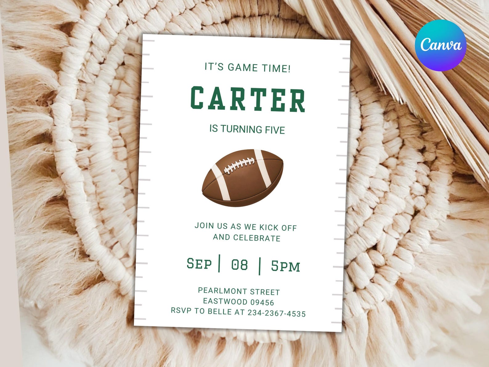 Football Birthday Invitation Football Invitation Football Kick off ...