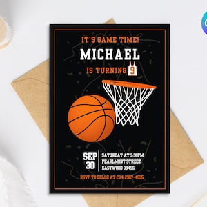 Editable Basketball Birthday Invitation Basketball Invites Sports ...