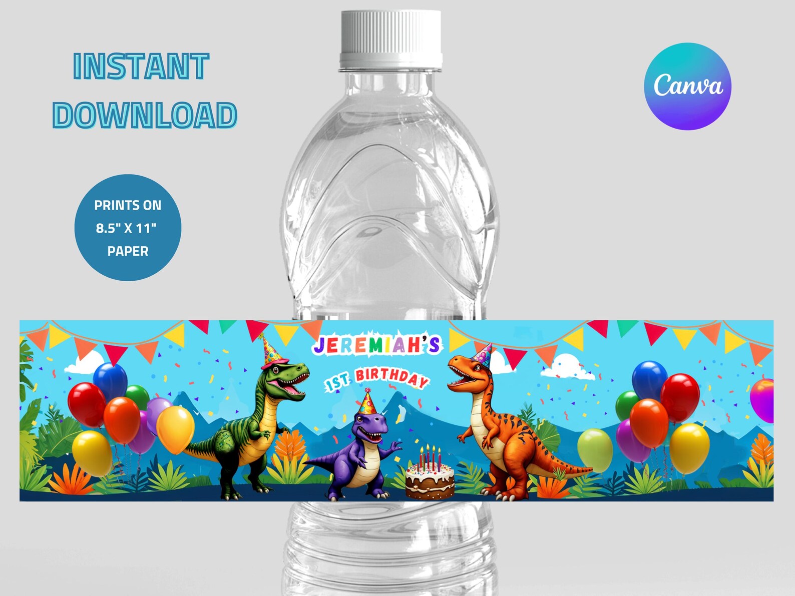 Editable Dinosaur Water Bottle Label Dinosaur Label Dinosaur Water ...