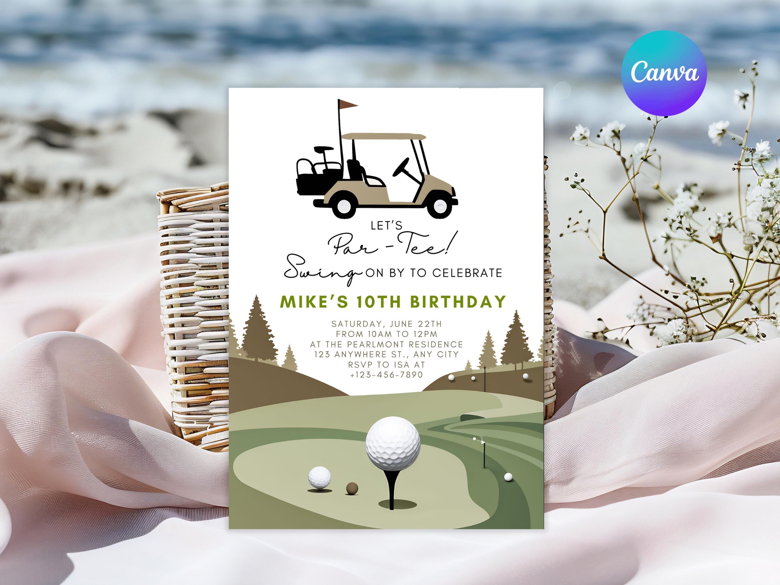 Editable Golf Birthday Invitation Let's Par Tee Golf Birthday Invite ...