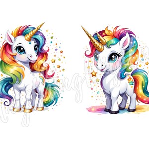 Unicorn Clipart Bundle Unicorn PNG Watercolor Cute Rainbow Unicorn ...