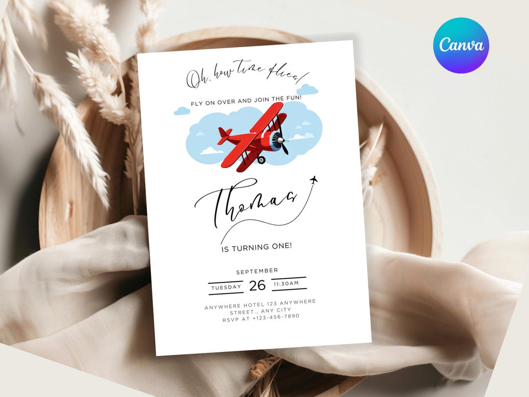 Airplane Birthday Invitation Airplane Template Pilot Birthday ...