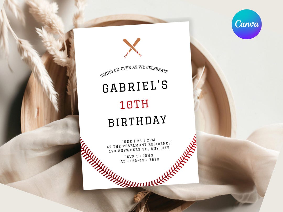 Editable Baseball Birthday Invitation Baseball Invite Rookie of the ...