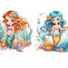 Mermaid PNG Mermaid Clipart Bundle Watercolor Cute Whimsical Underwater ...