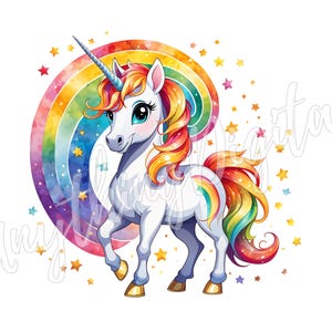 Unicorn Clipart Bundle Unicorn PNG Watercolor Cute Rainbow Unicorn ...