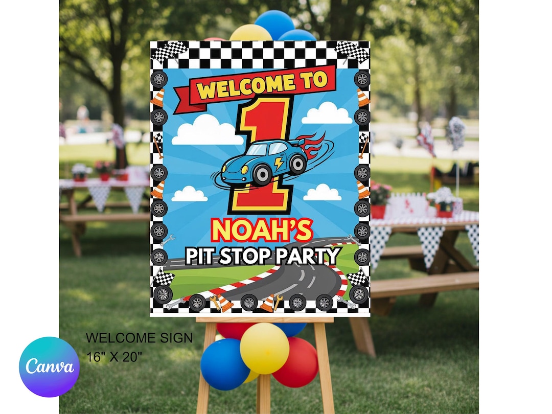 Racecar Birthday Party Welcome Sign, Car Theme Birthday Decor, Racing ...