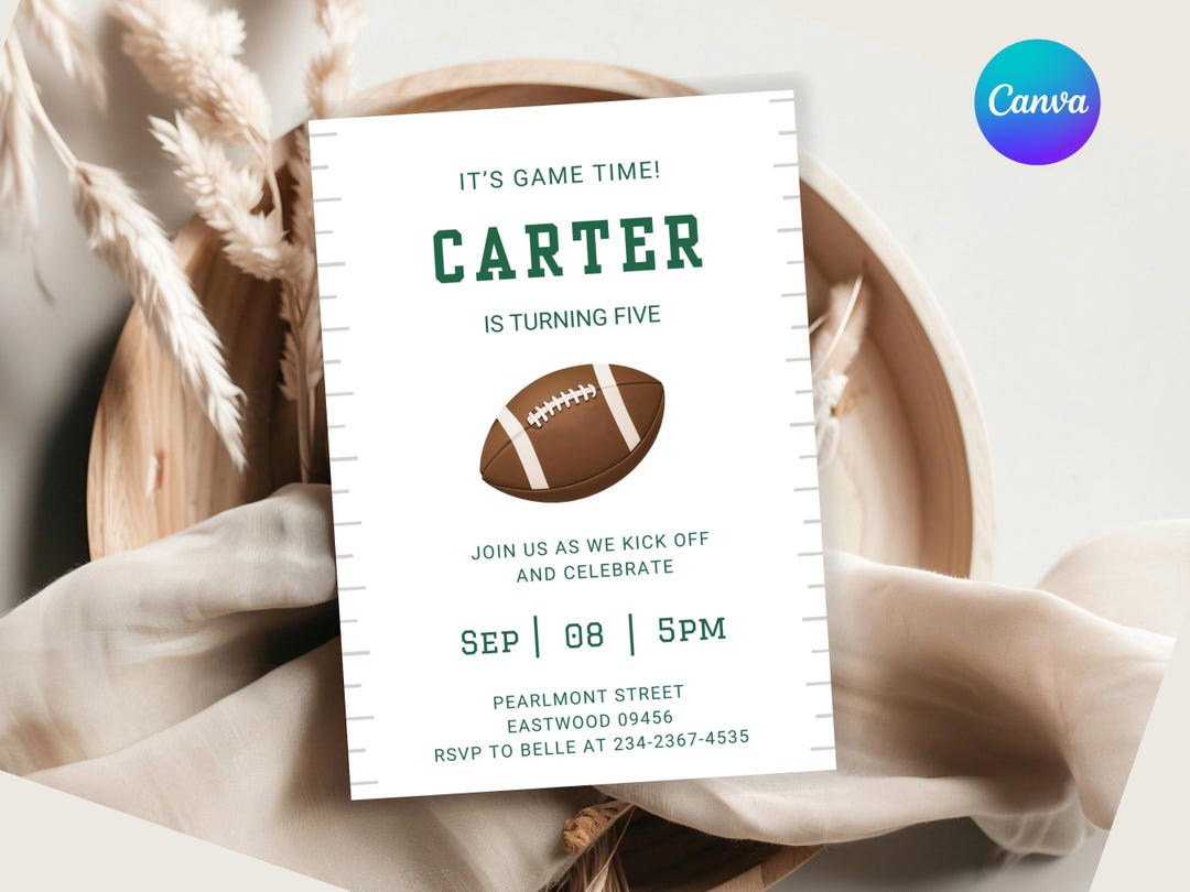 Football Birthday Invitation Football Invitation Football Kick off ...