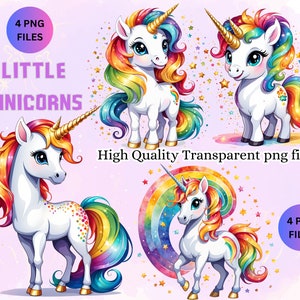 Unicorn Clipart Bundle Unicorn PNG Watercolor Cute Rainbow Unicorn ...
