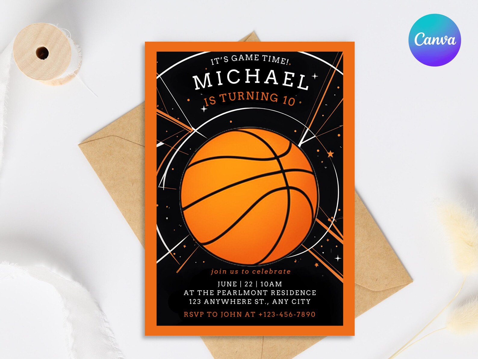 Editable Basketball Birthday Invitation Basketball Invites Sports ...