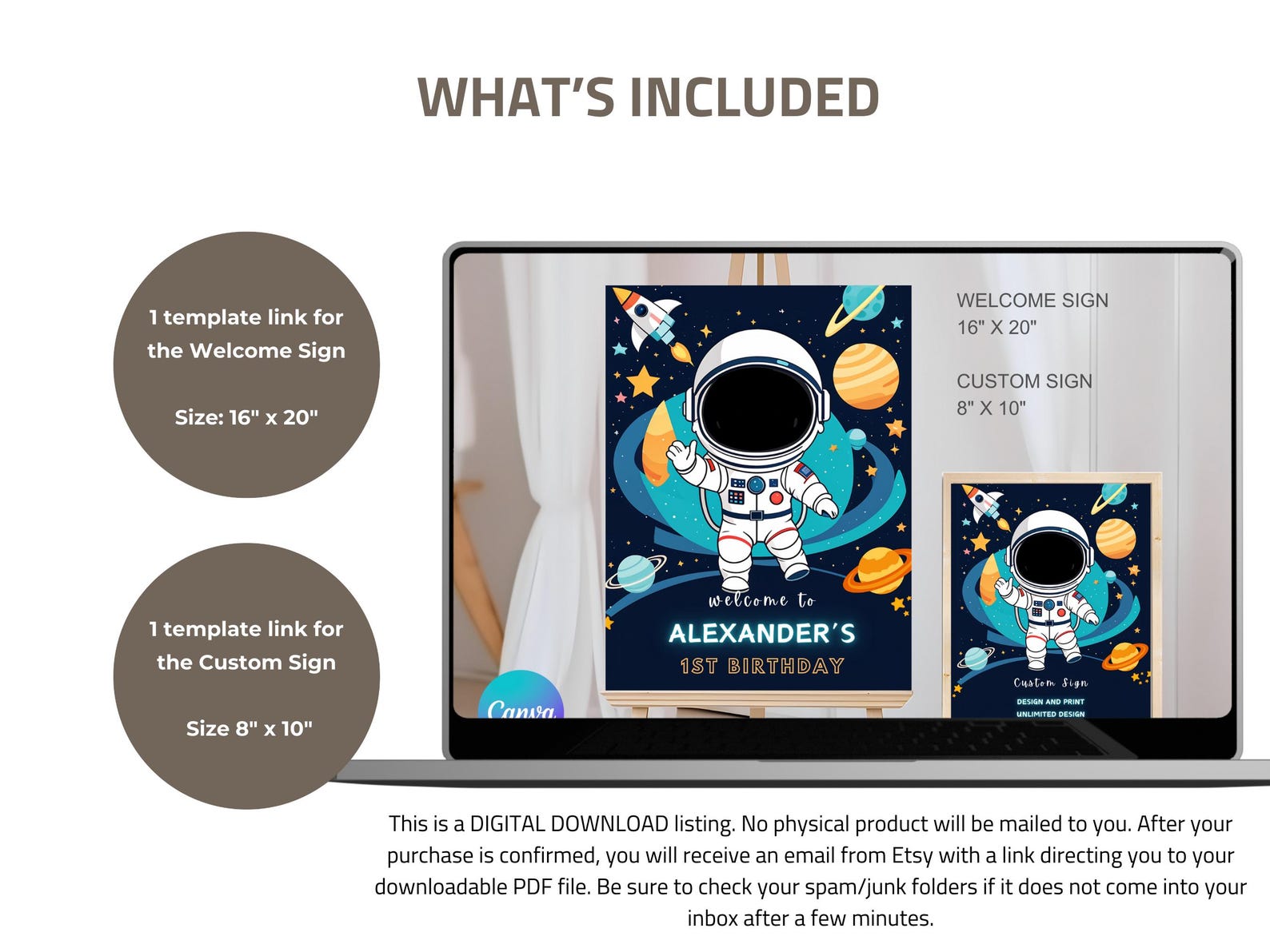 Editable Outer Space Astronaut Birthday Welcome Sign Template Outer ...
