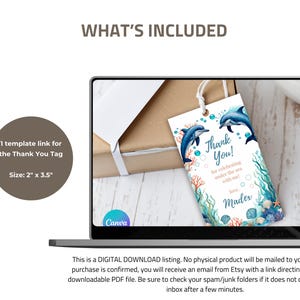 Under the Sea Thank You Tag Under the Sea Party Favor Tag Blue Birthday ...