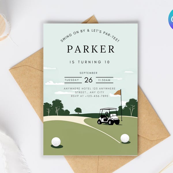 Golf Birthday Invitation Let's Par Tee Golf Birthday Invite Golf Par ...